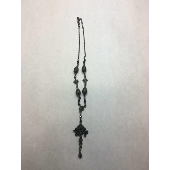 Unbranded | Jewelry | Vintage Black Metal Drop Wrapped Beaded Rose ...